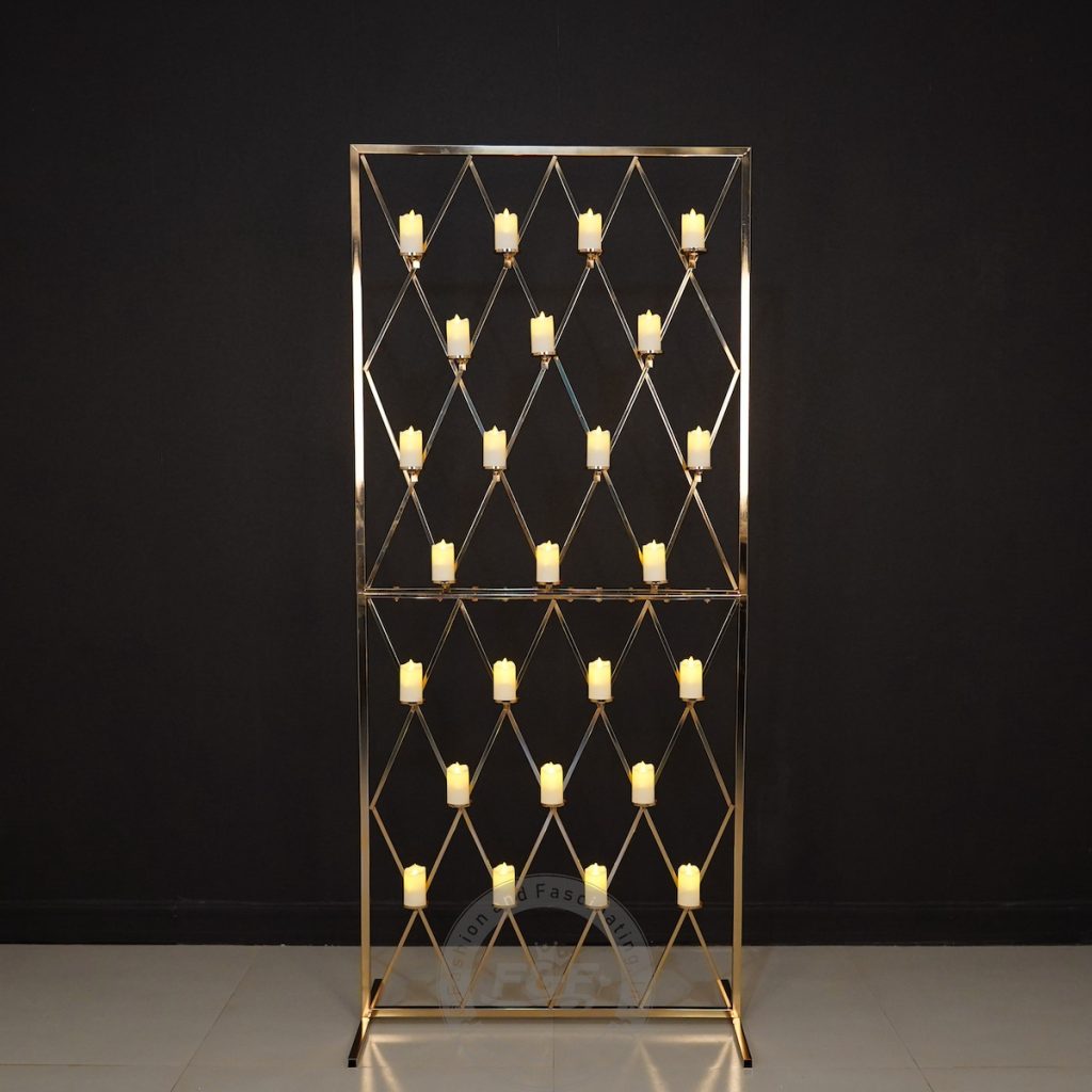 Gold Rectangle Candle Wall Backdrop Stand