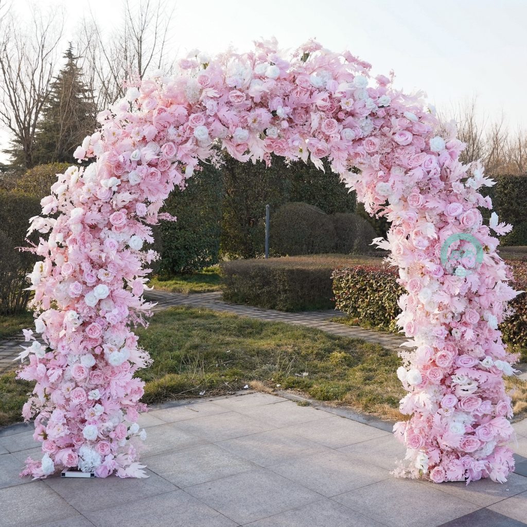 8.53ft Pink Flower Arch with Stand | Wedding Backdrop